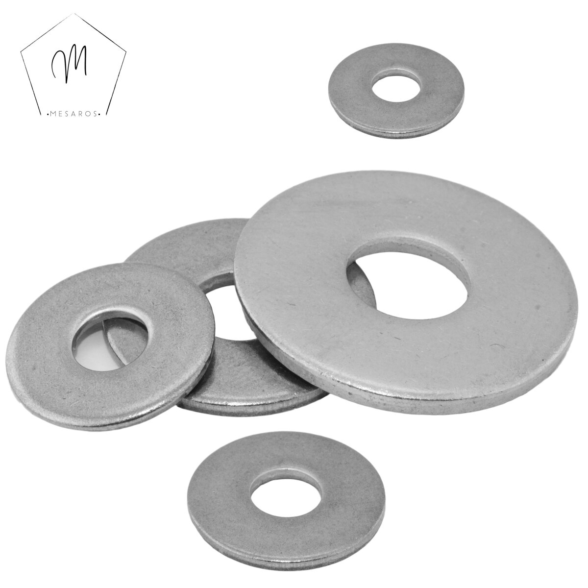 Große Unterlegscheiben M2,5 bis M24 DIN 9021 Edelstahl A2