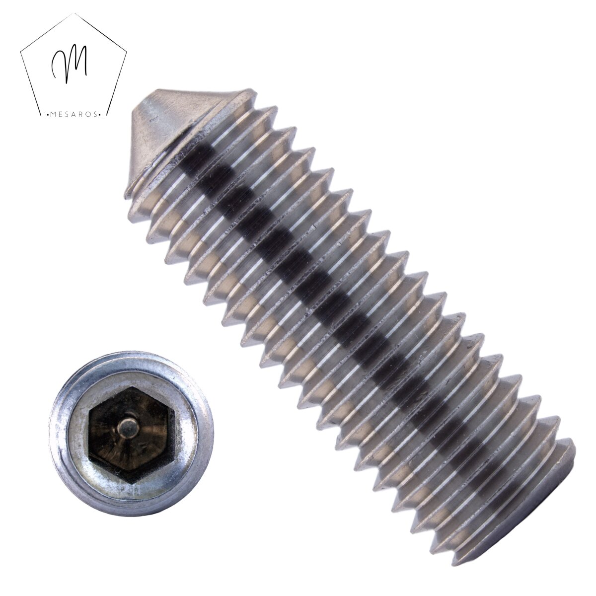 Gewindestifte M2 X 2 bis M20 X 80 mit Innensechskant u. Spitze DIN 91